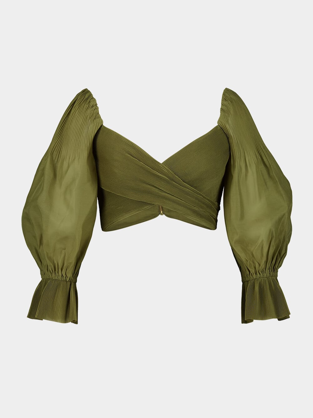 Zimmermann Olive Pleated Crop Bodice | Fashion Clinic