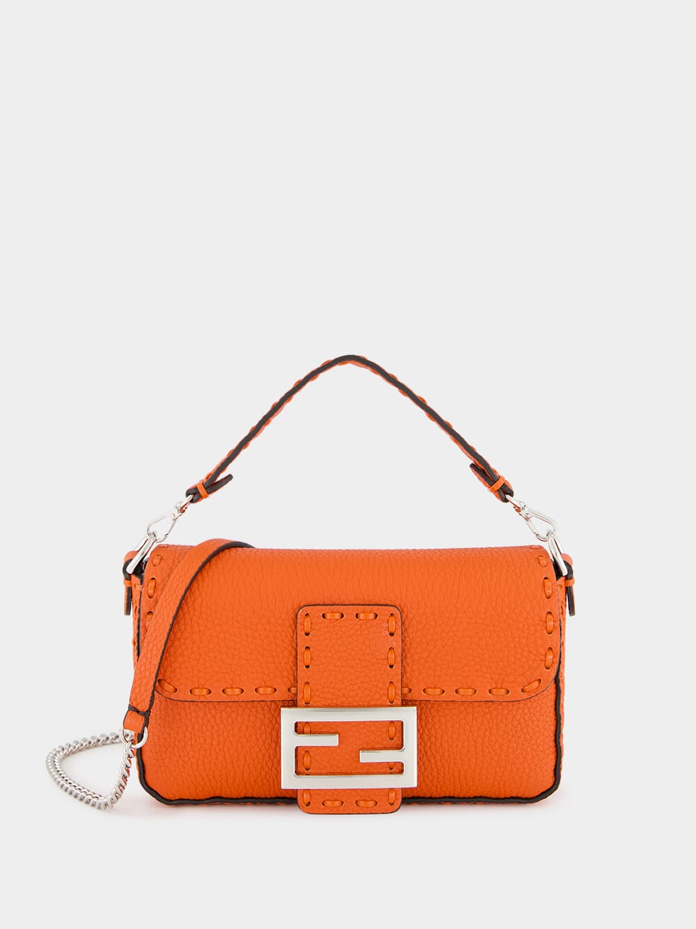 Fendi Orange Baguette Mini Selleria Bag | Fashion Clinic