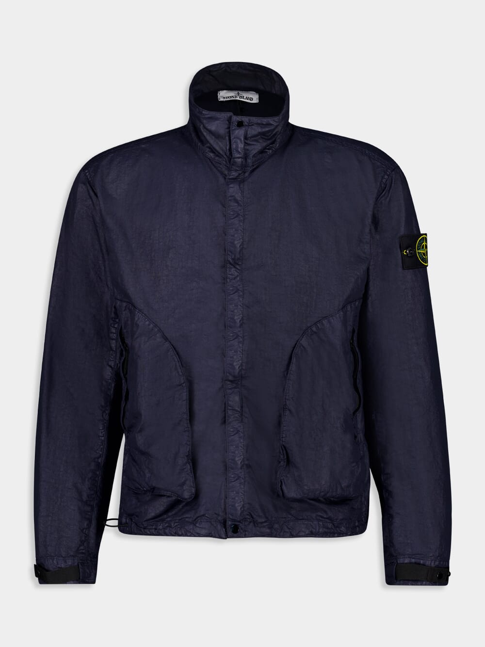 Stone Island Navy Blue High-Neck Nylon Jacket | Fashion Clinic