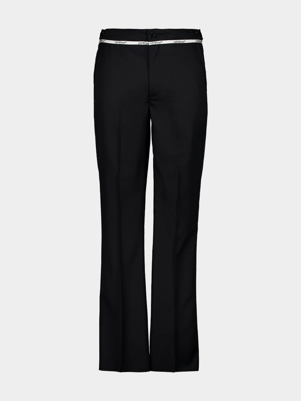 Off-White Black Mini Flare Wool Arrow Trousers | Fashion Clinic